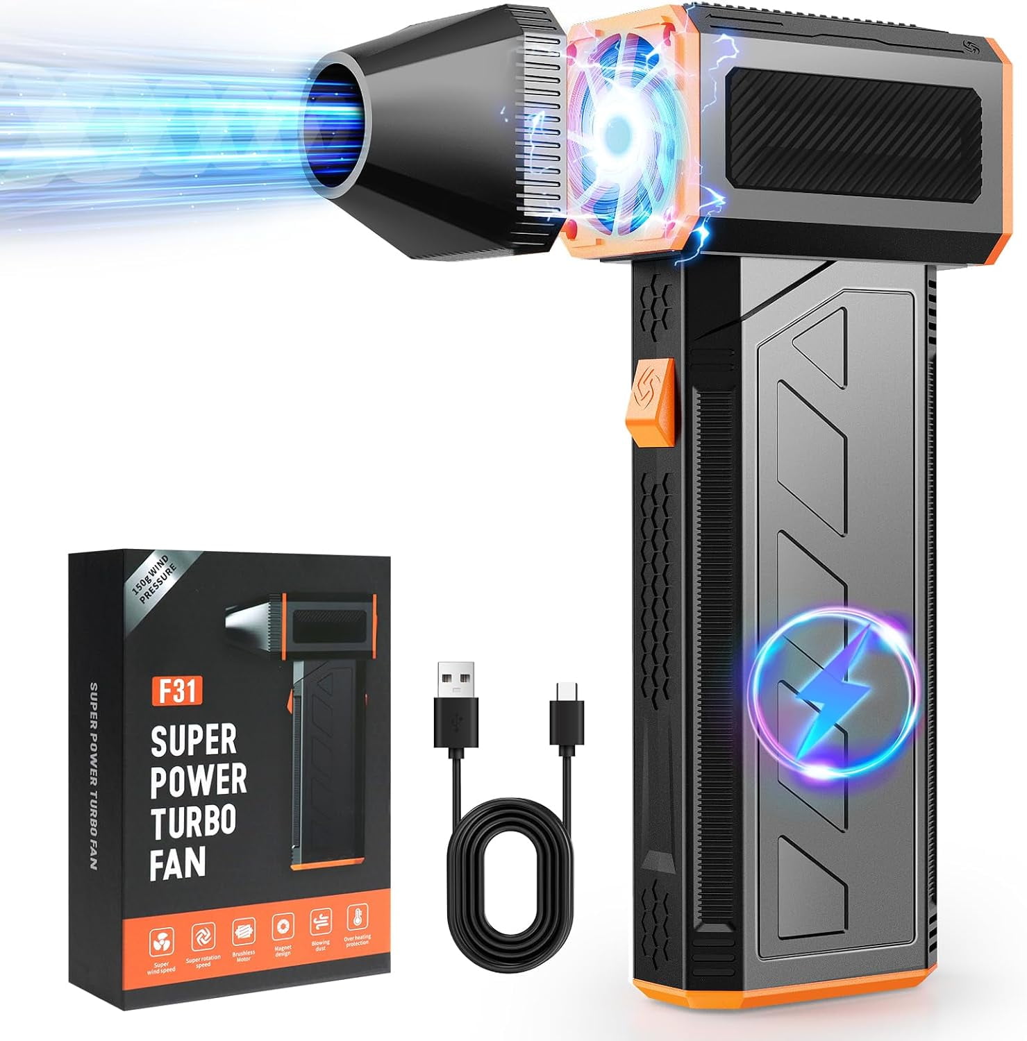 Electric Compressed Air Duster 130000RPM Super Power Turbo Jet Dry ...