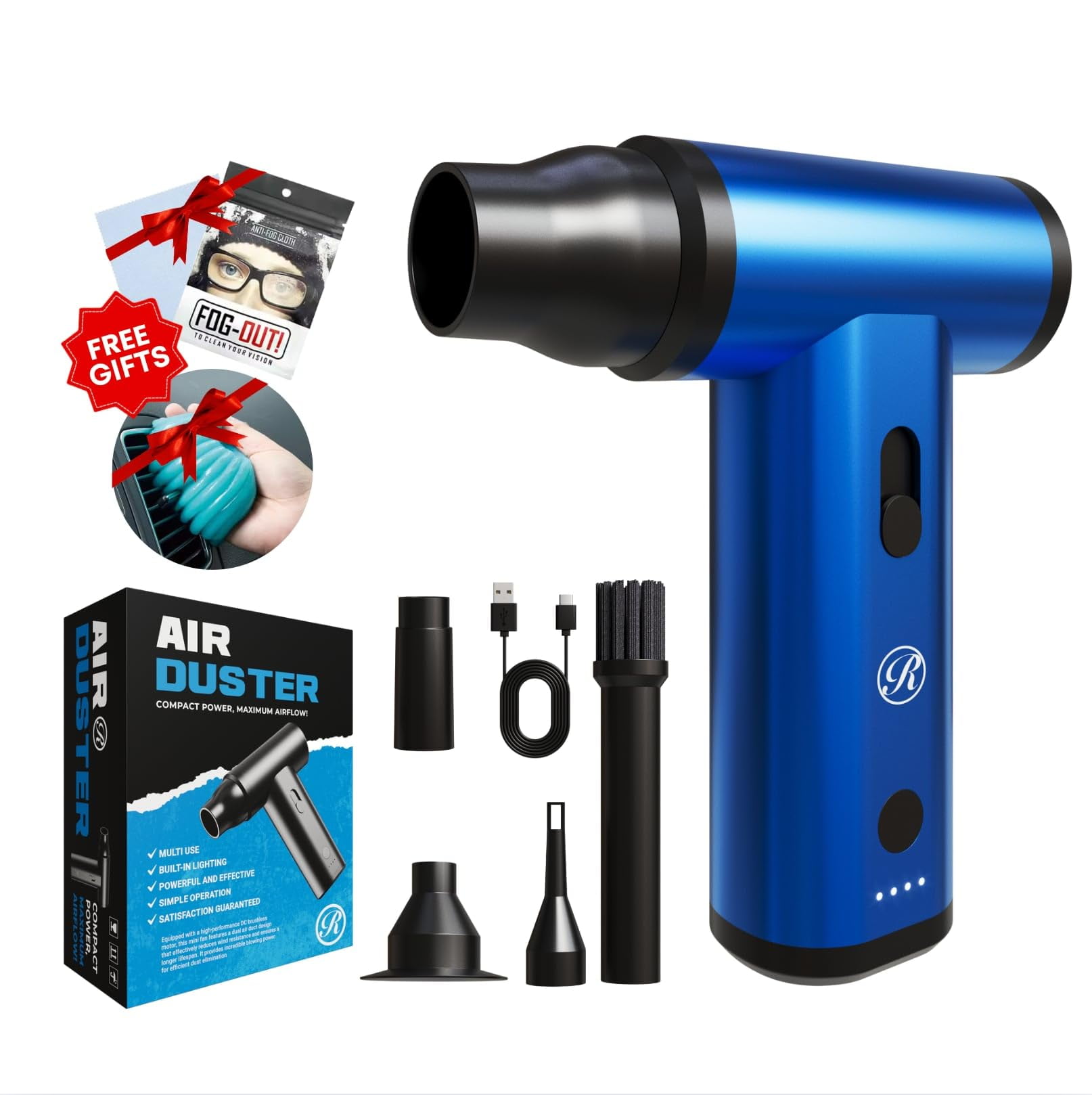 Electric Compressed Air Duster Blower Gun, Cordless Rechargeable Mini ...