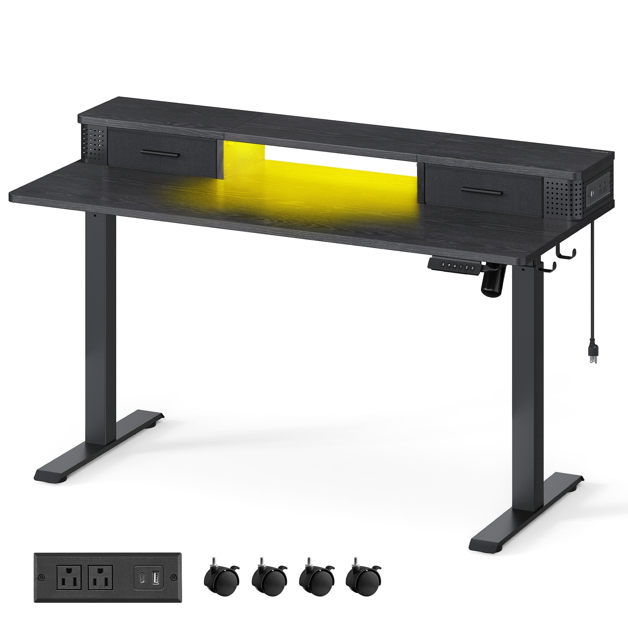 Electric Computer Desk, 23.6 x 55.1 Inches Adjustable Height Stand Desk ...
