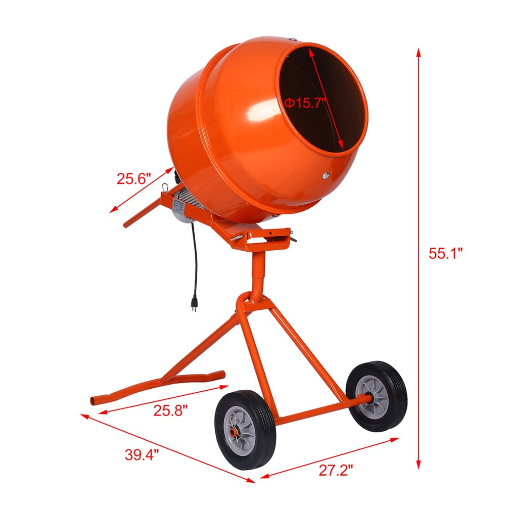Electric Concrete Mixer, 5 Cu Ft Portable Electric Concrete Mortar ...