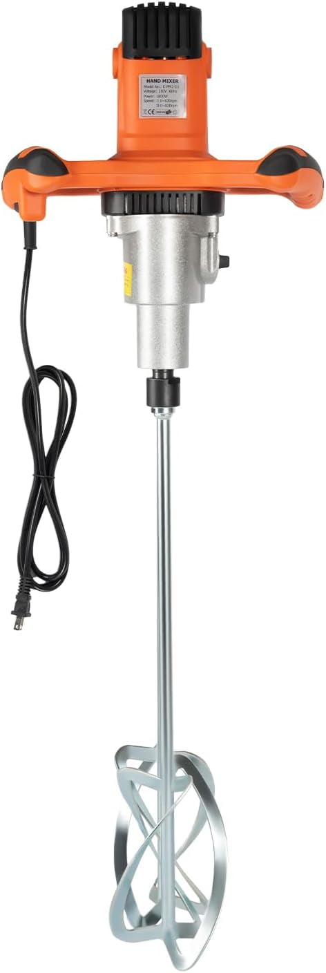 Electric Concrete Mixer with Two Rods, 1800W Dual 2 Speed Paint Cement Grout Mortar Twin Paddle ...