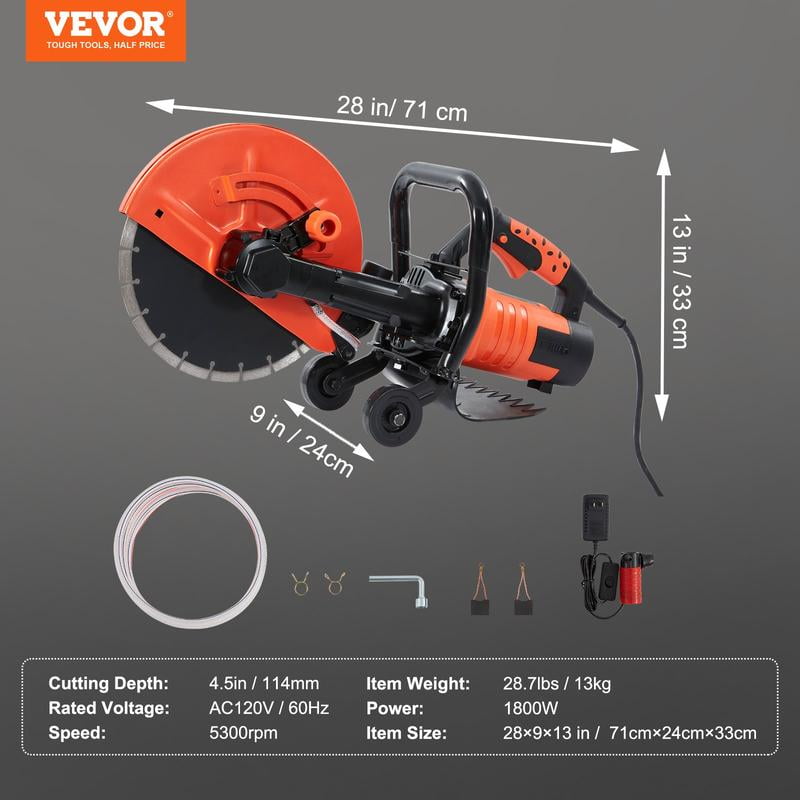 Electric Concrete Saw, 16 in, 3200 W 15 A Motor Circular Saw Cutter ...