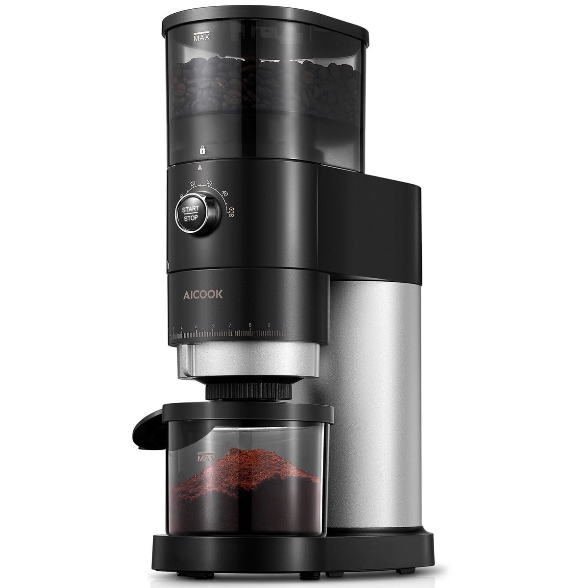 AICOOK Espresso Bean Electric Burr Coffee Grinding Machine, Stainless ...