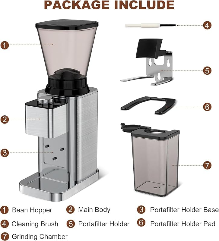 Electric Conical Burr Coffee Grinder, Adjustable 48 Grind Settings with ...