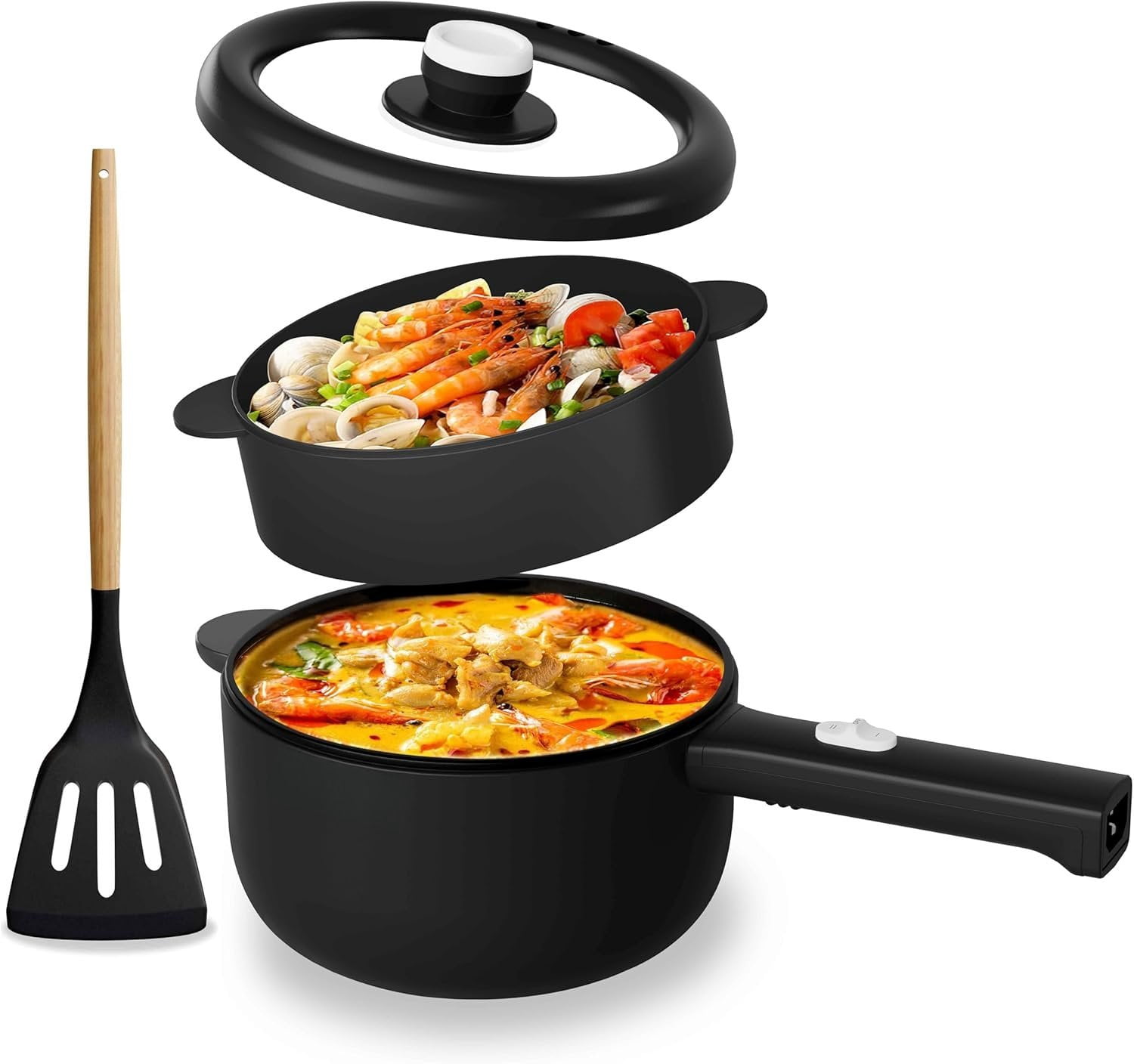 Electric Cooker, 2L Non-Stick Saute Pan, Rapid Noodles Cooker, Mini Pot ...