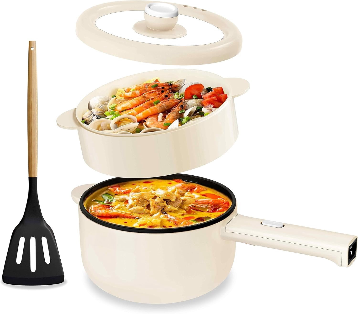 Electric Cooker, 2L Non-Stick Saute Pan, Rapid Noodles Cooker, Mini Pot ...