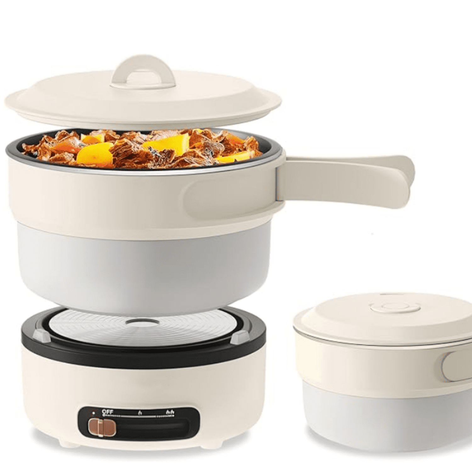 Electric Cooker, 2L Portable Electric Cooker with Foldable Handle, Non ...