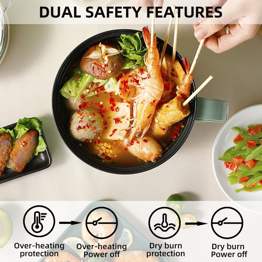 Electric Cooker,Non-stick Ramen Cooker Pot 1.7l Non-stick Shieny White ...