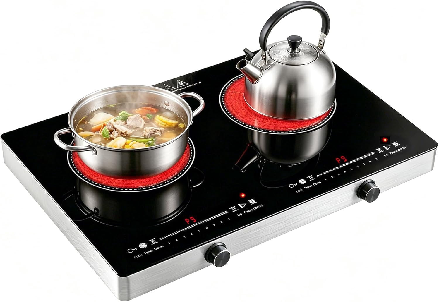 Electric Cooktop,110V 2500W Electric Stove Top with LED Knob Control,9 ...