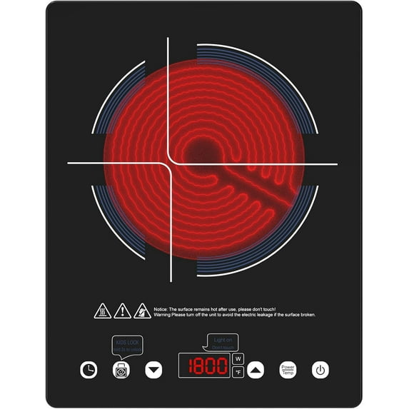Electric Cooktop 110v,Single Burner Electric Stove Infrared Cooktop Hot ...