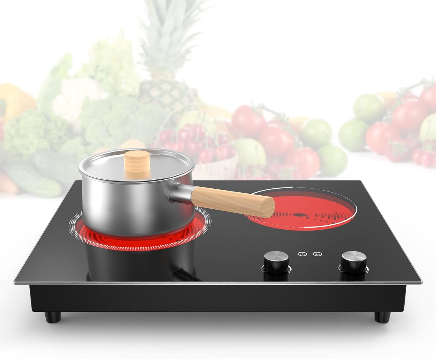 Electric Cooktop,1110V 2100W 2 Burner stove,Built-in & Countertop Stove ...