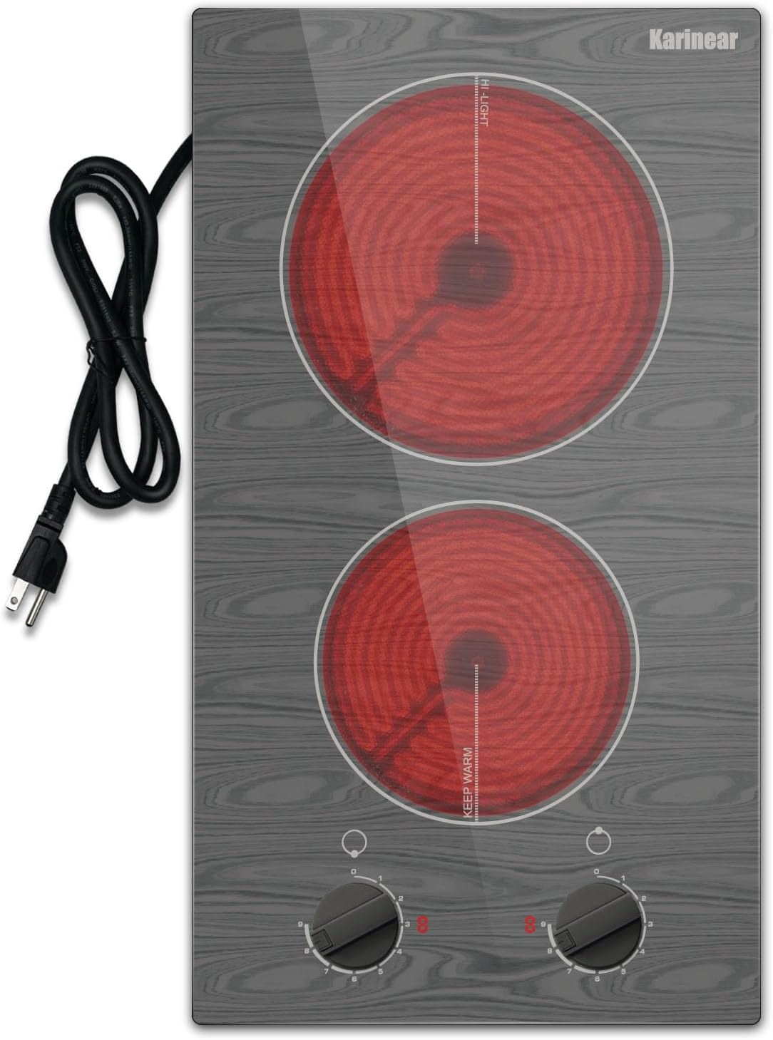 Electric Cooktop 2 Burners, 110v Portable Electri Stove Top with Knob ...