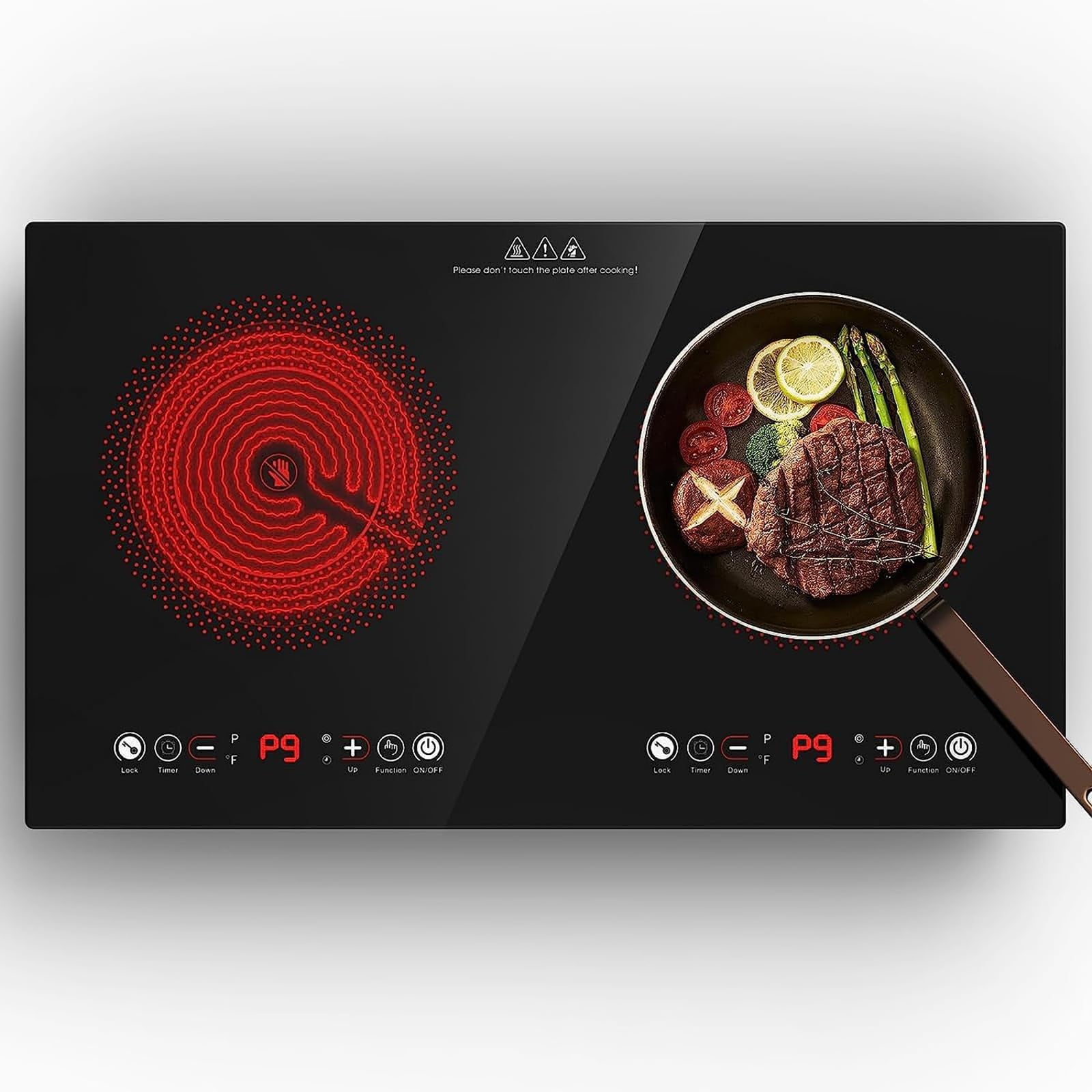 Electric Cooktop, 24 Inch 2 Burner Electric Cooktop 110V, Built-in and ...