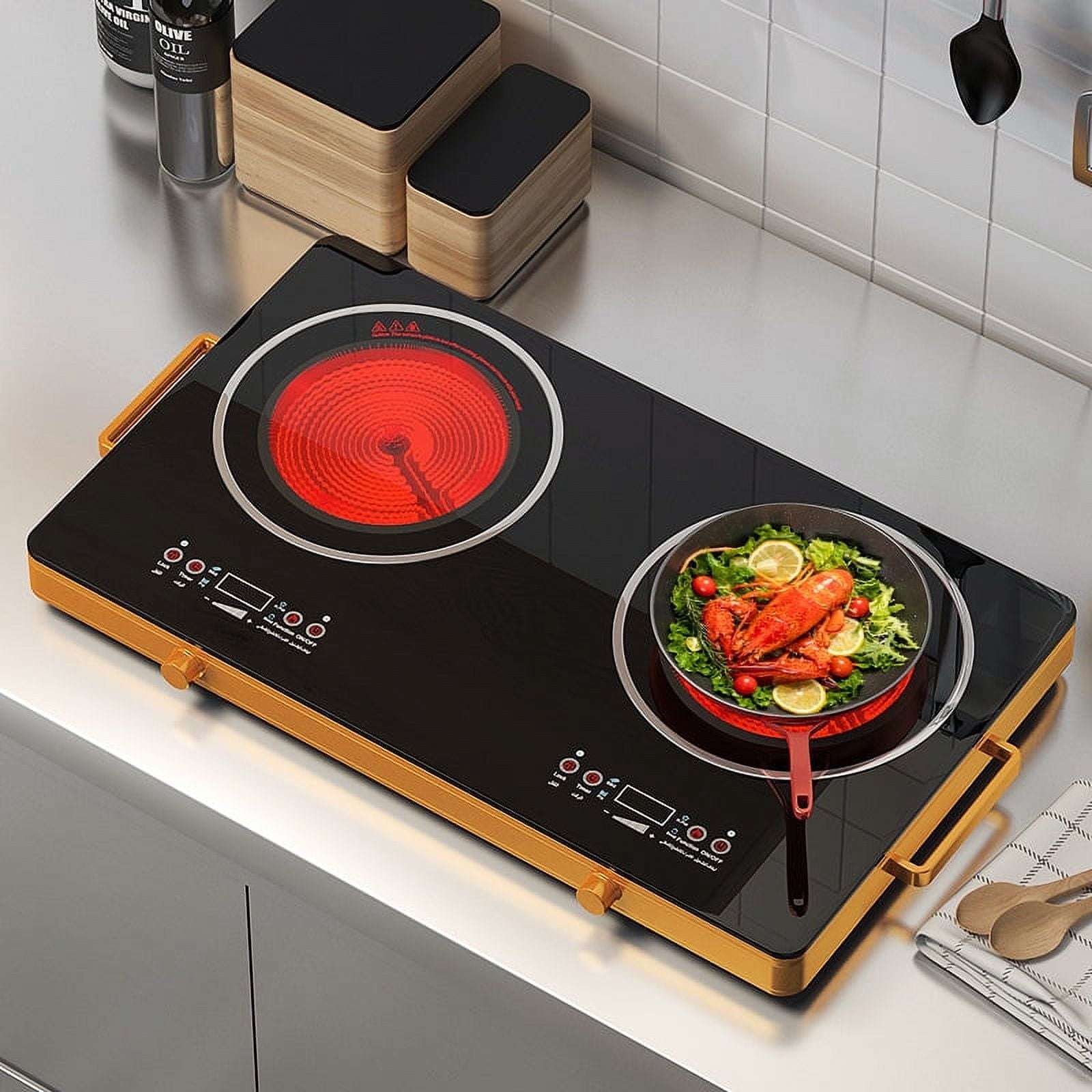 Electric Cooktop ,Double Electric Induction Cooktop Stovetop,LED Touch ...