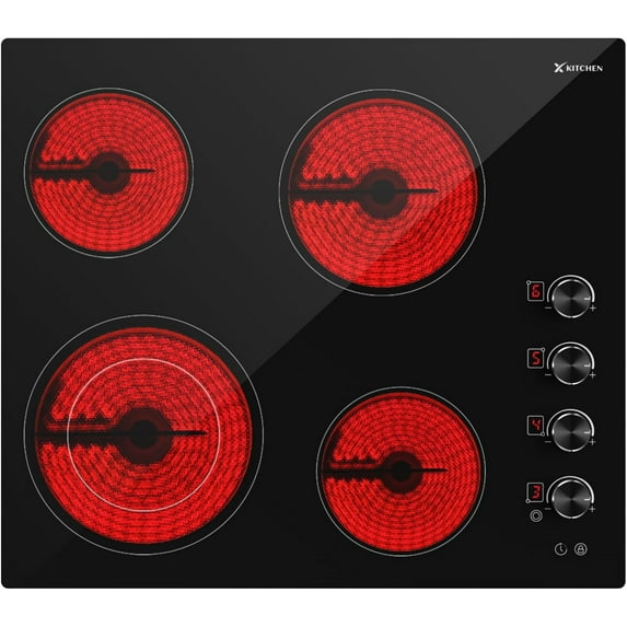 Electric Cooktop 24 inch Ceramic Stove 4 Burners Built-in Electric ...