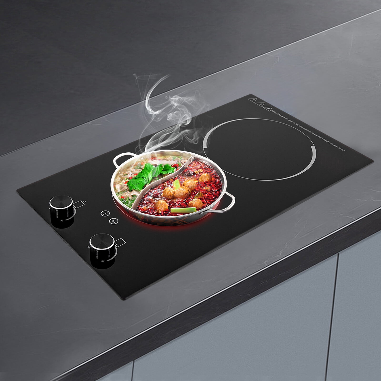 Electric Cooktop Induction Cooker 2 Burner Induction Cooker LED Display ...