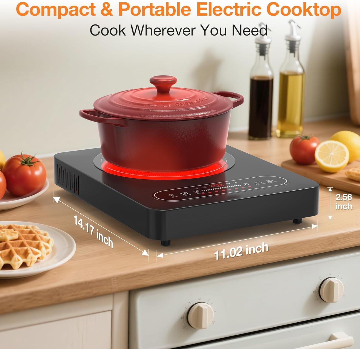 Electric Cooktop, Portable Electric Stove with LED Touch Control 8 ...