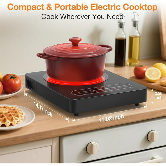 Electric Cooktop, Portable Electric Stove with LED Touch Control 8 ...