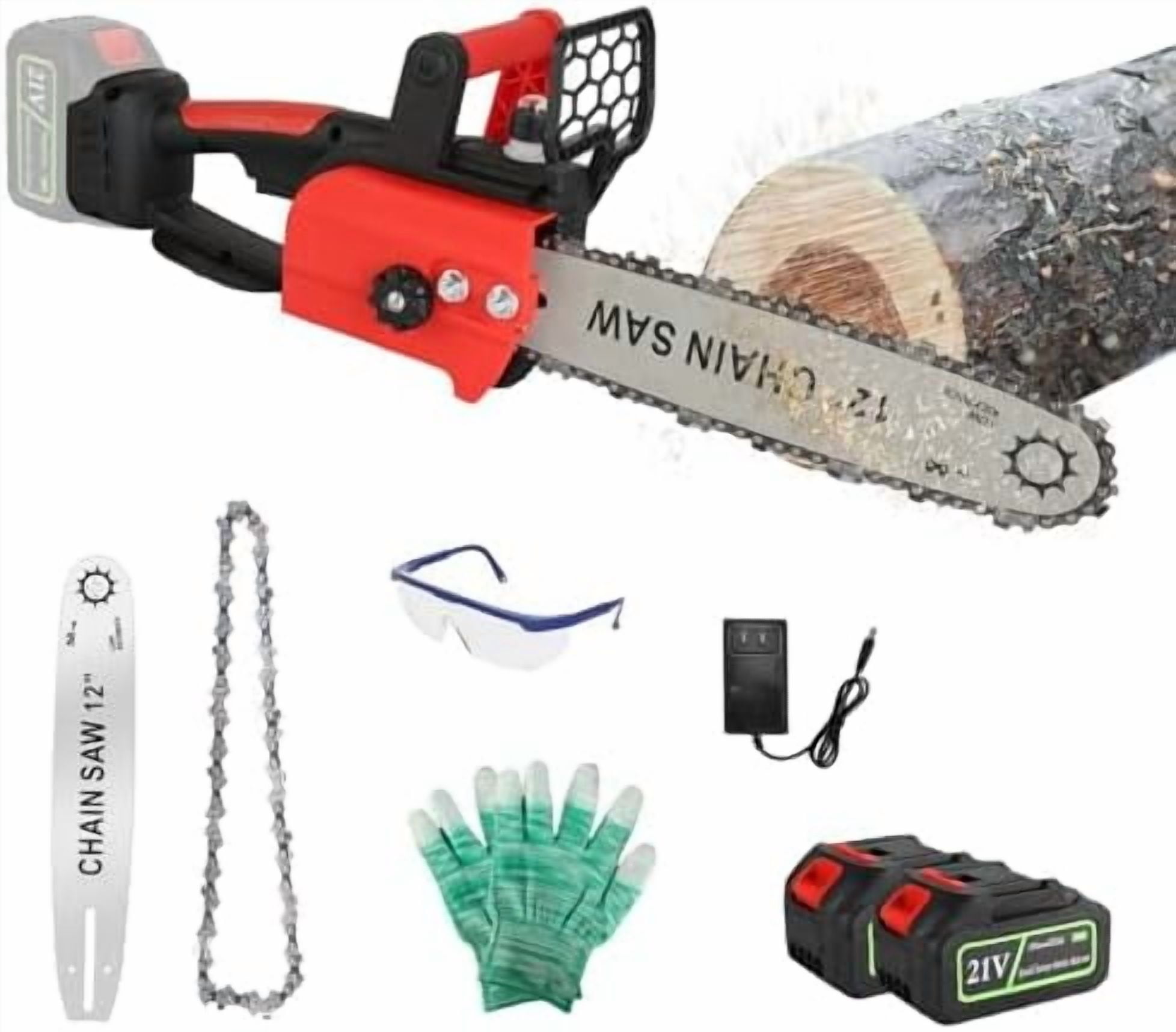 Electric Cordless Chainsaw, 12Inch Handheld Brushless Electric Chainsaw ...