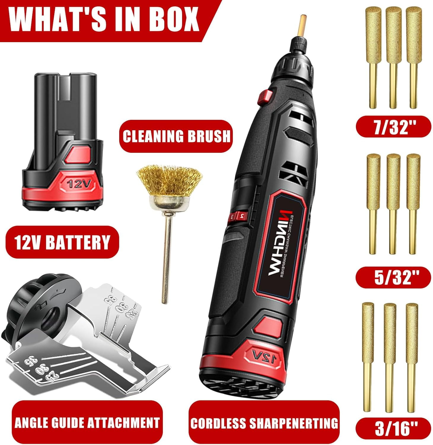 Electric Cordless Chainsaw Sharpener Kit, Chain Saw Sharpener Tool 12V ...