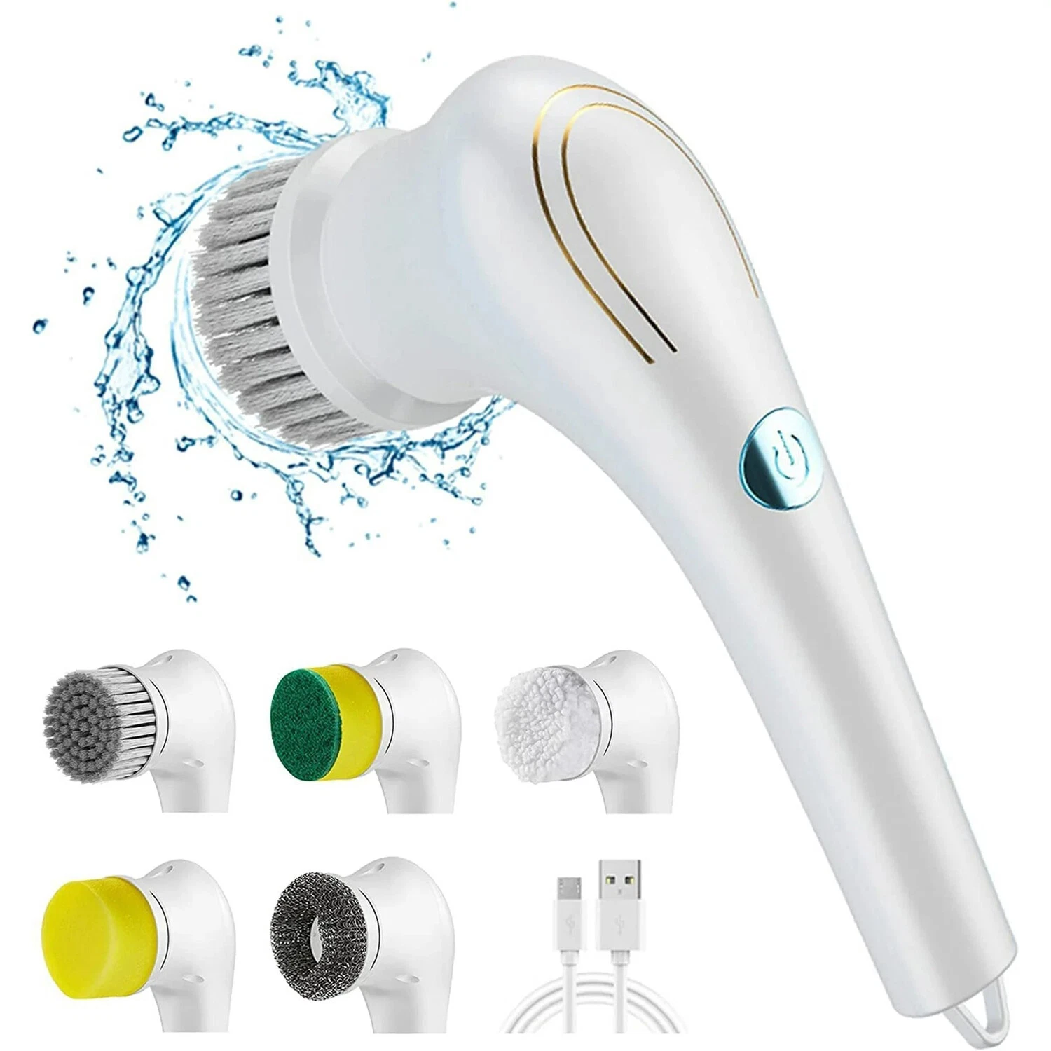 Electric Cordless Cleaning Brush Turbo Scrub Cleaner Spin Scrubber Usb ...