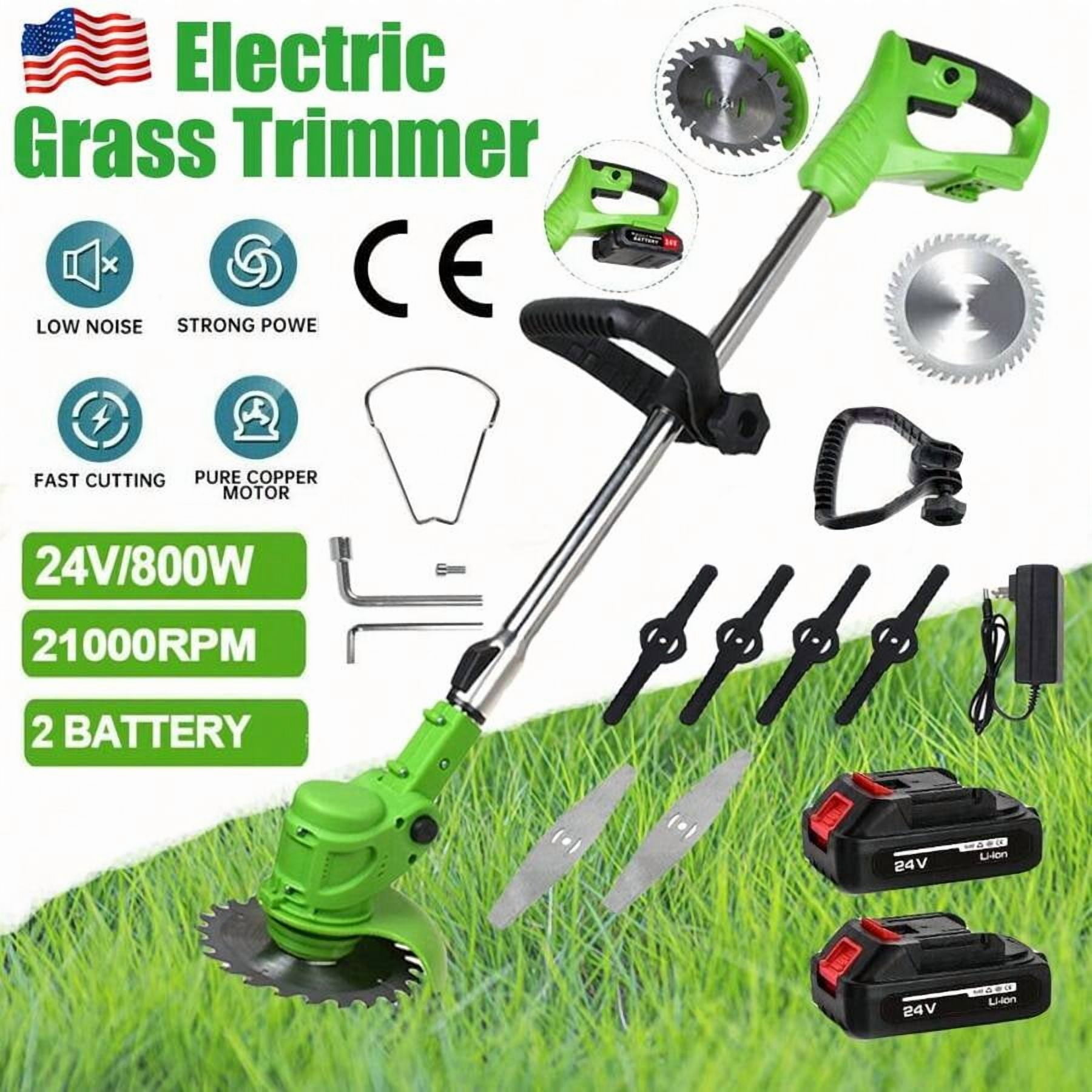 Electric Cordless Grass String Trimmer Lawn Edger Weeds Wacker Cutter ...