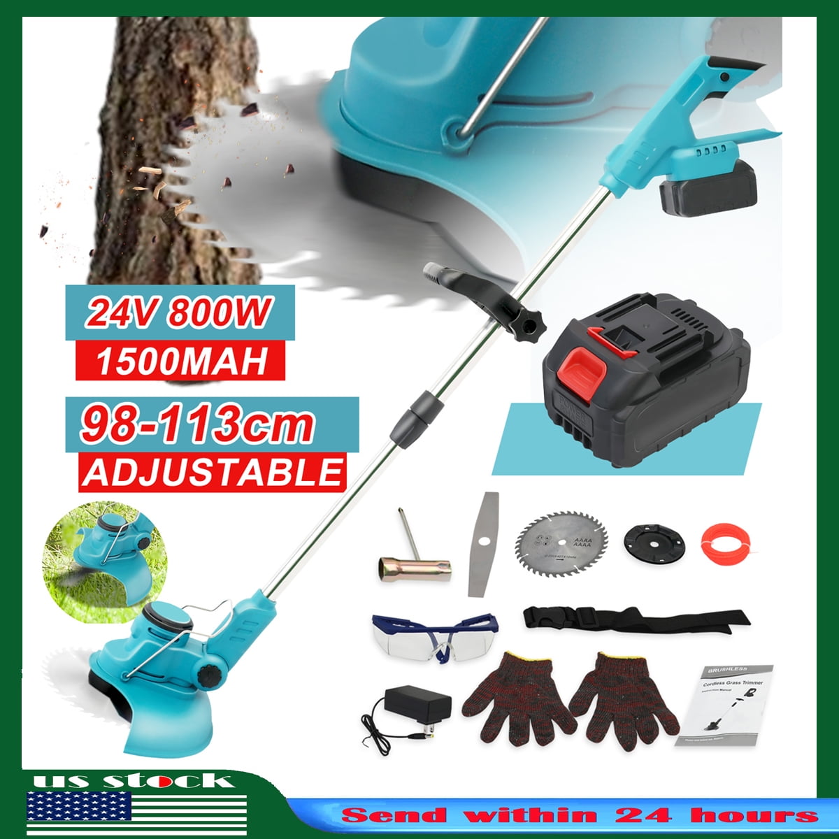 Electric Cordless Grass Trimmer, Baokaler Cordless Weed Wacker with ...