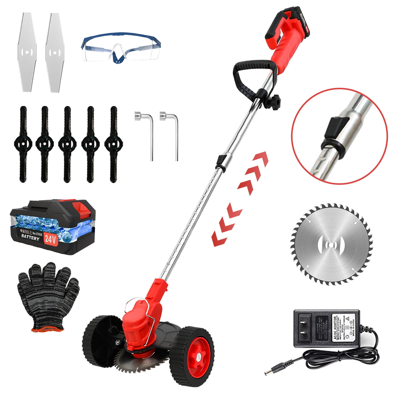 Electric Cordless Grass Trimmer, Cordless Weed Eaters Wacker, 24V 650W ...