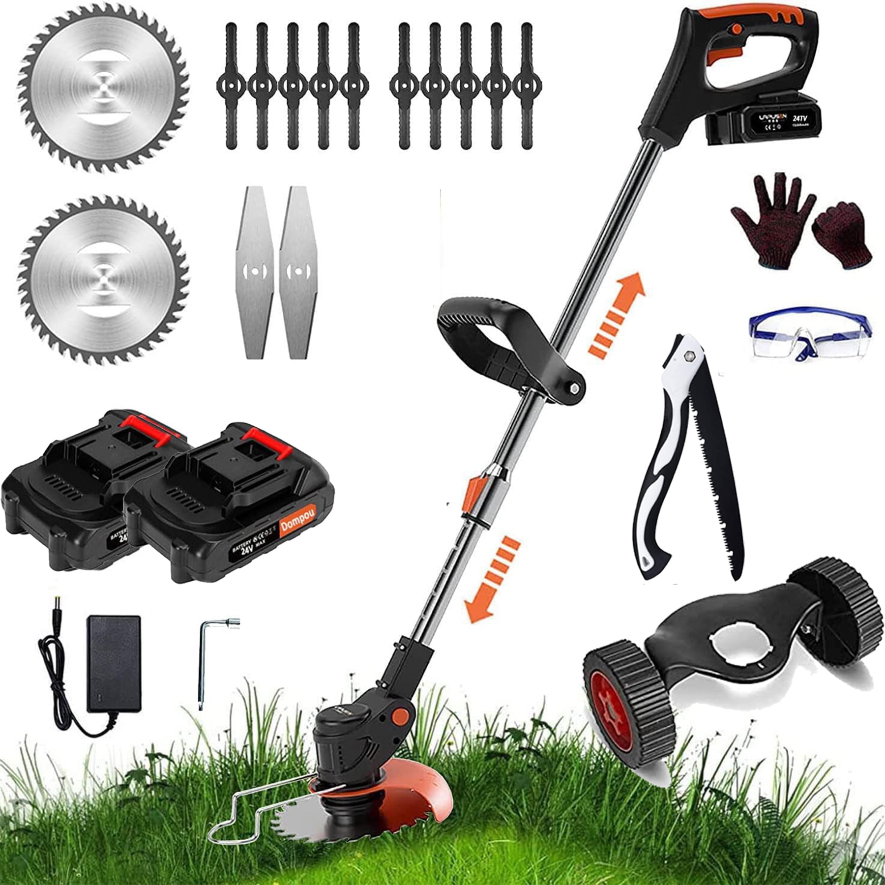 Electric Cordless Grass Trimmer, Weed Wacker Cordless, Battery Operated ...