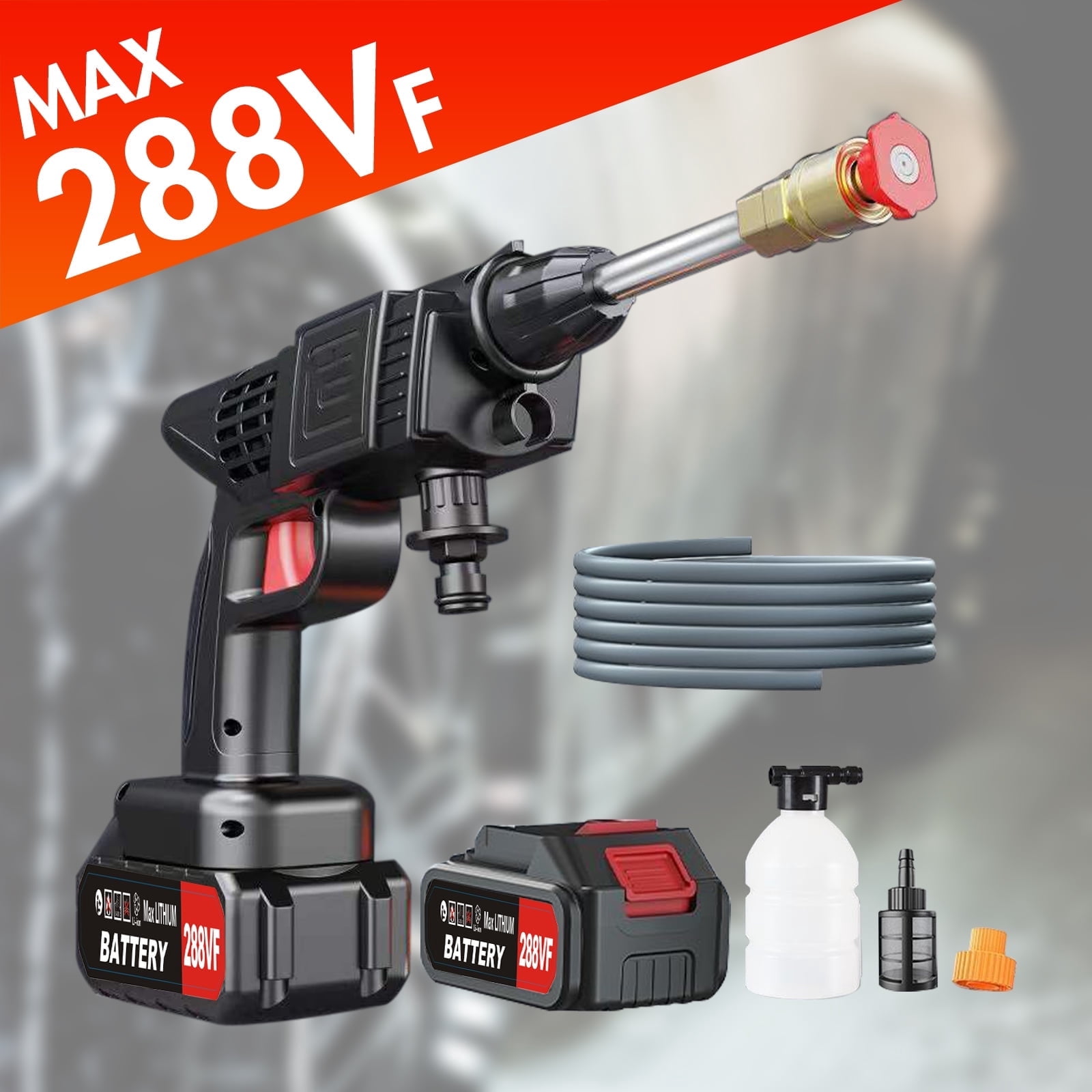 Electric Cordless High Pressure Washer Wand with 2 Batteries, Car Wash ...