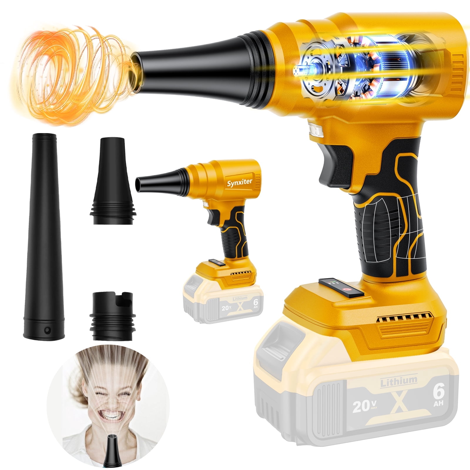 Electric Cordless LED Leaf Blower Dust Blower for DEWALT 20V Battery ...