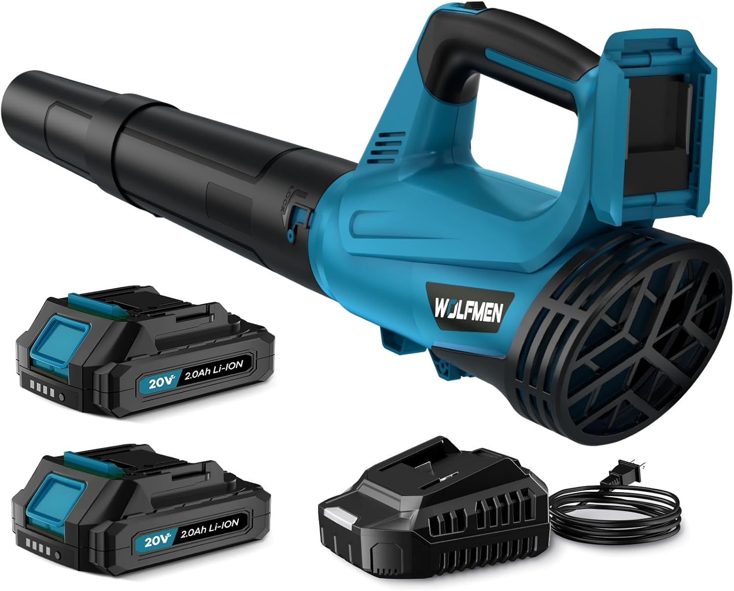 Electric Cordless Leaf Blower with 2 Batteries and Charger, 2 Speed ...