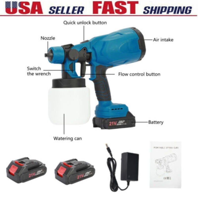 Electric Cordless Paint Sprayer Car HVLP Airless Spray Gun Painter Kit ...