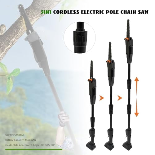 Electric Cordless Pole Saw Tree Trimmer, Rechargeable Extendable ...