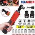 Electric Cordless Ratchet 3/8 Inch Right Angle Wrench Power Tool with 2 ...