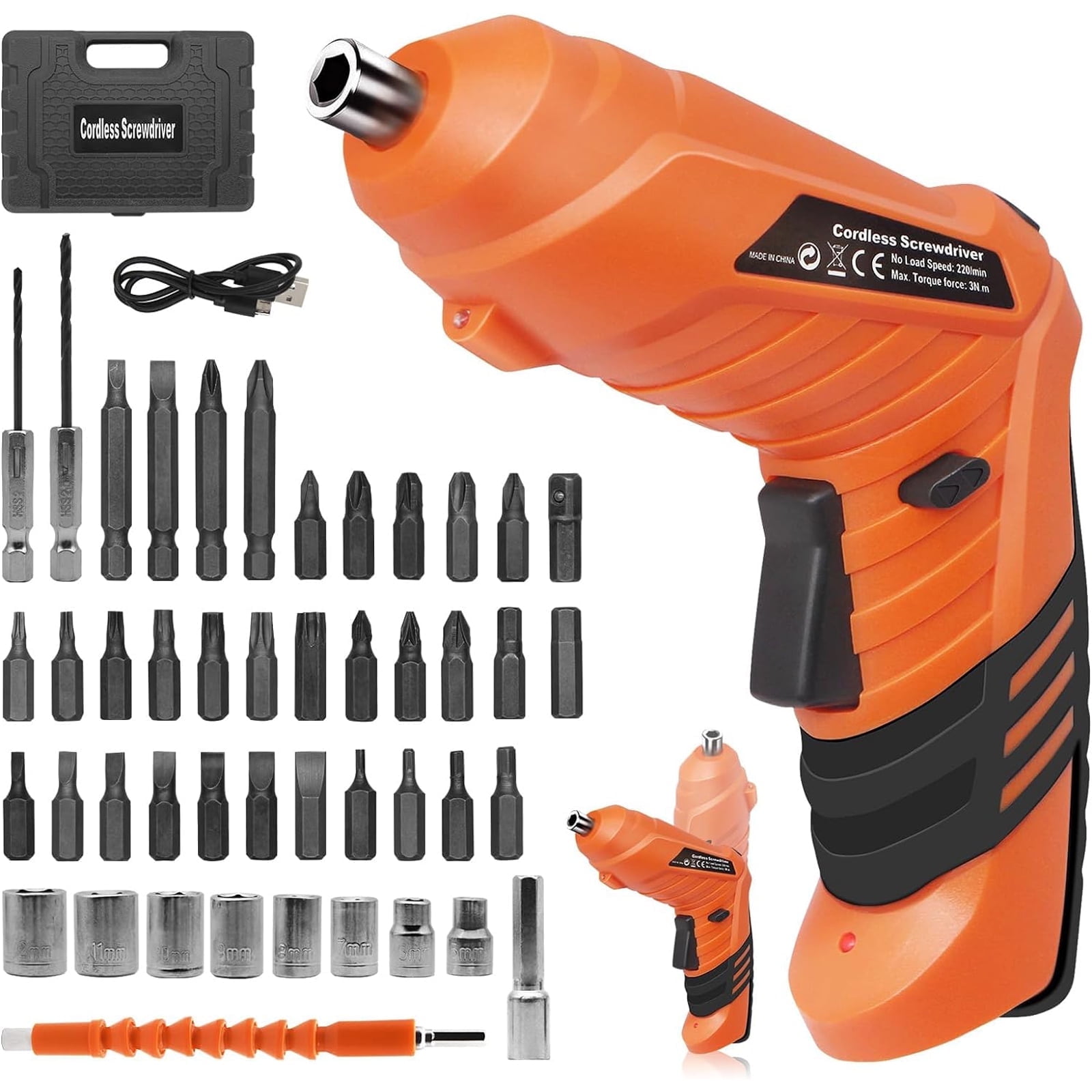 Electric Cordless Screwdriver 47-in-1 Drill Driver Rotatable Dual ...