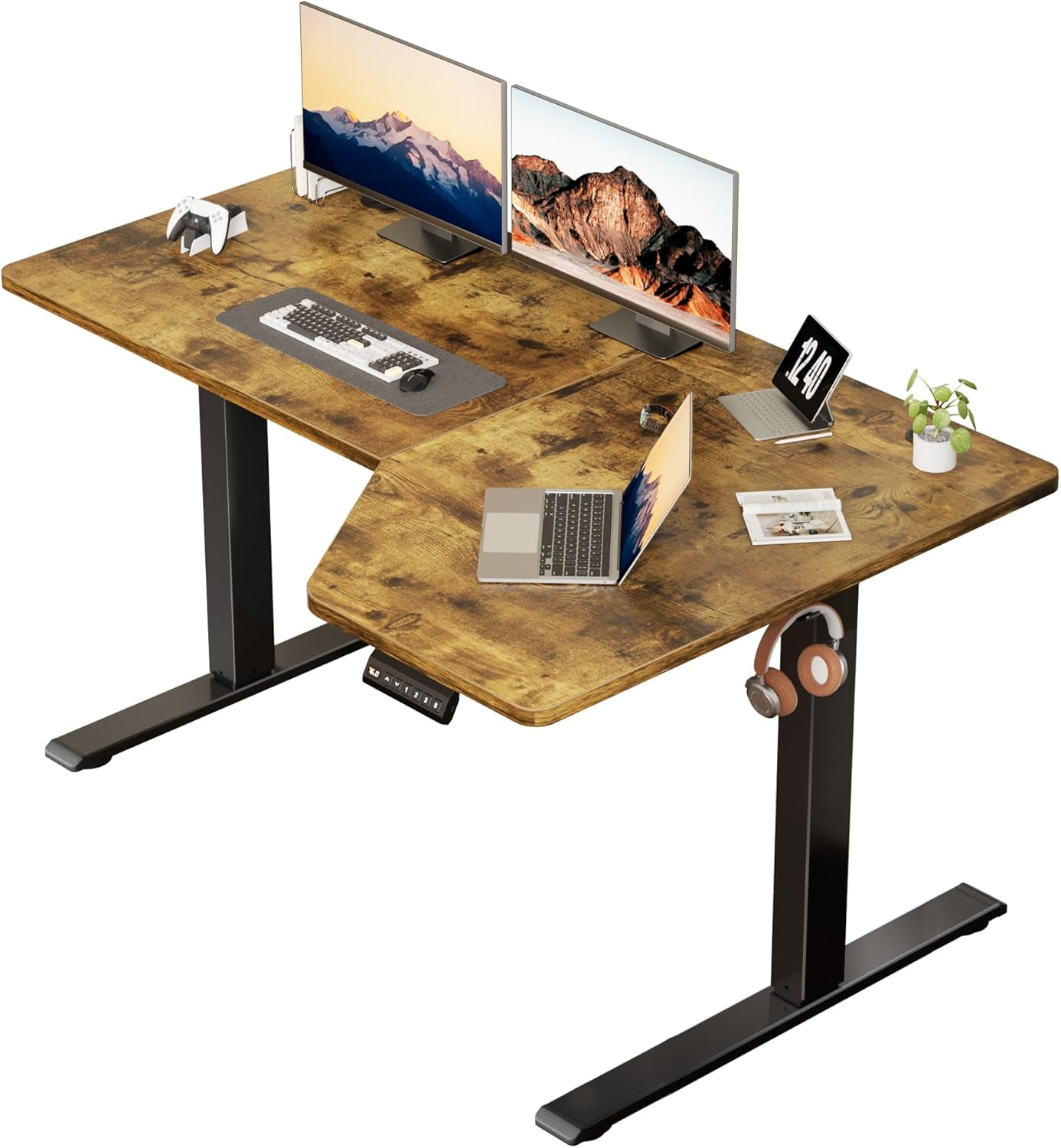 Electric Corner 55 x 35 Inch L-Shaped Standing Desk Workstation,Memory ...