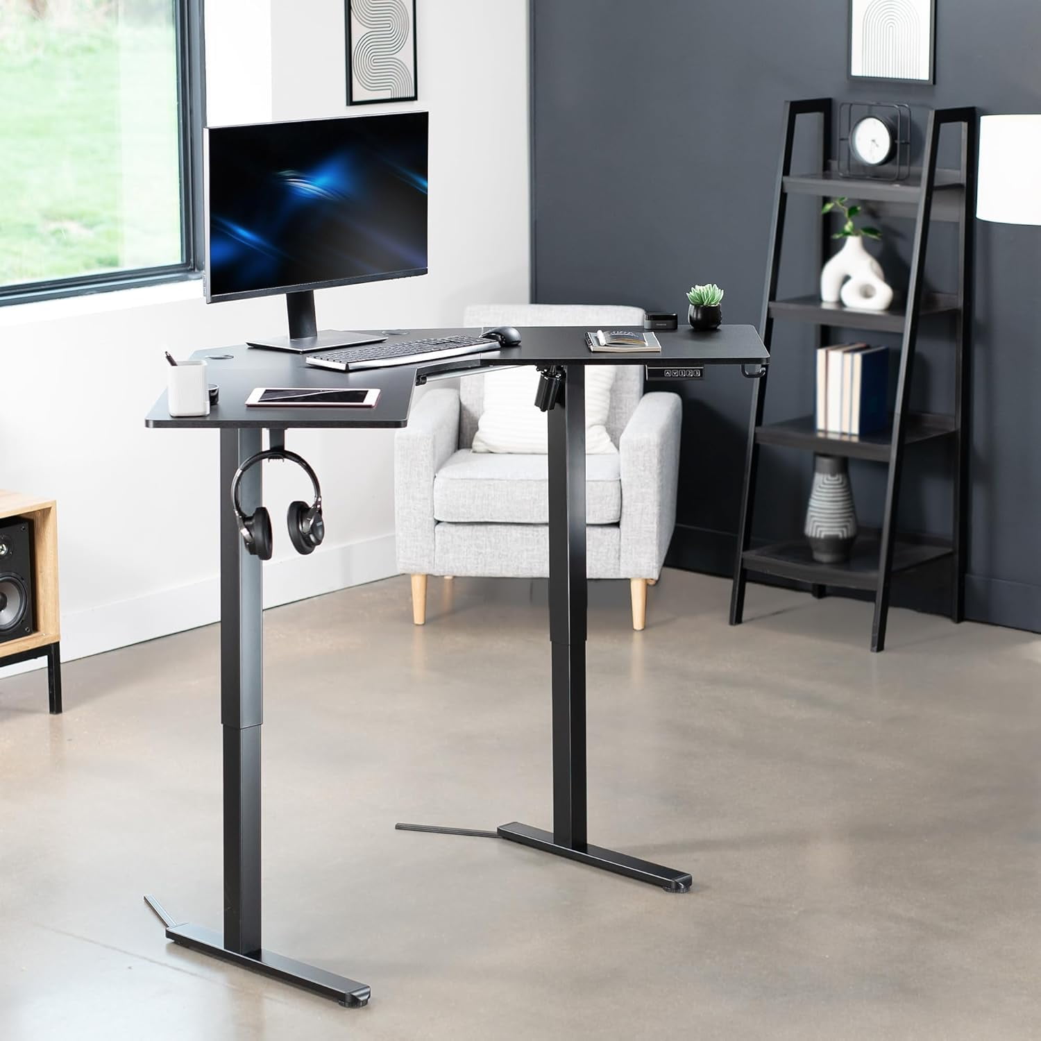 Electric Corner L-Shaped Standing Desk 47x47 Inch with Memory Presets ...