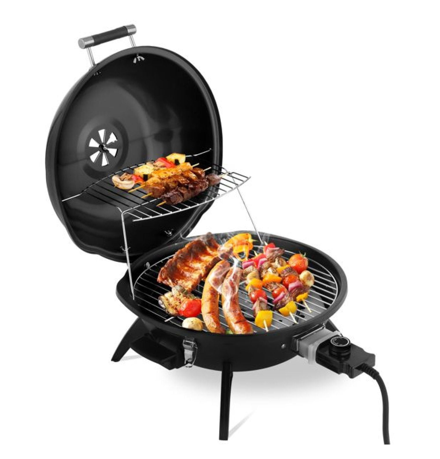 Electric Countertop BBQ Grill, Portable Double Layer Indoor/Outdoor ...