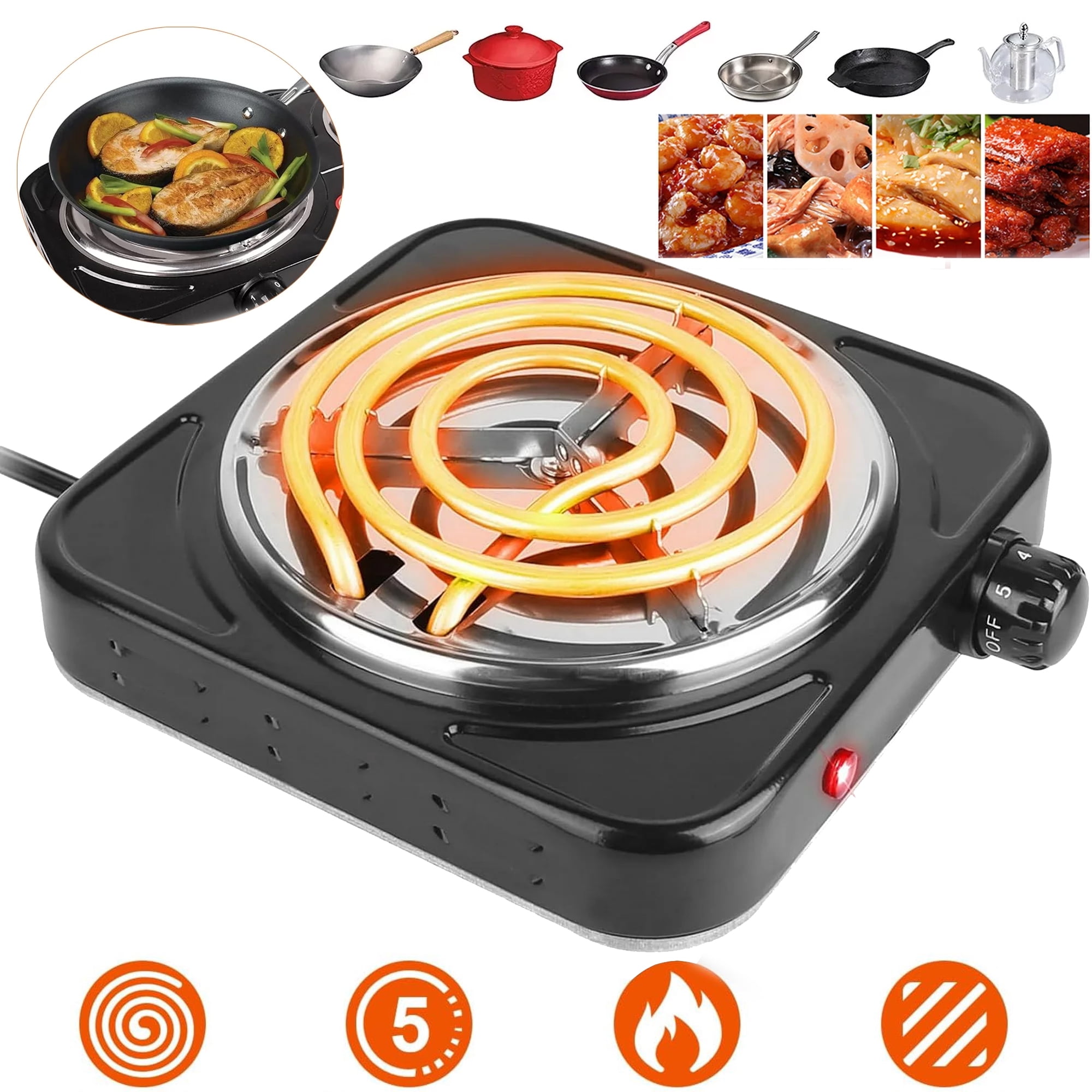 SOONHUA Electric Countertop Burner, 1000W Induction Cooktop, Portable ...