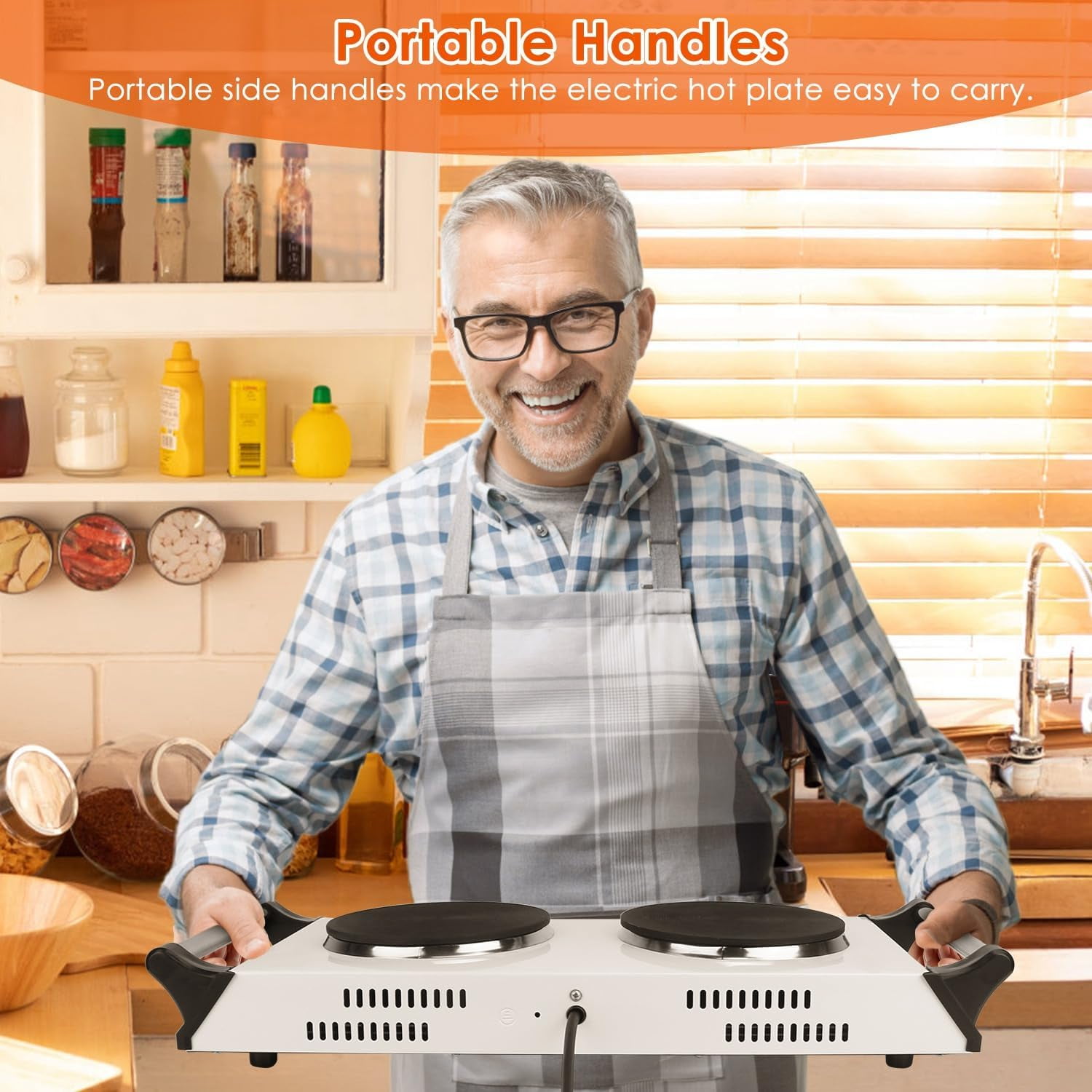 Electric Countertop Double Burner, 2000W Cooktop with Cast Iron Hot ...