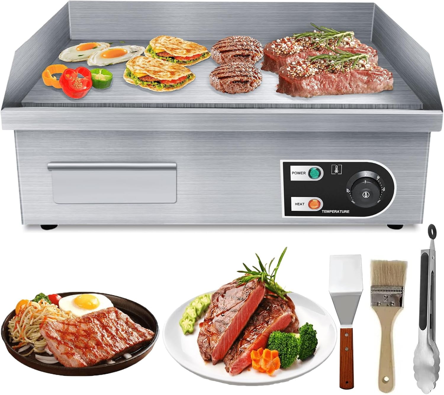 Electric Countertop Griddle 110V 1600W Electric Griddle Restaurant ...