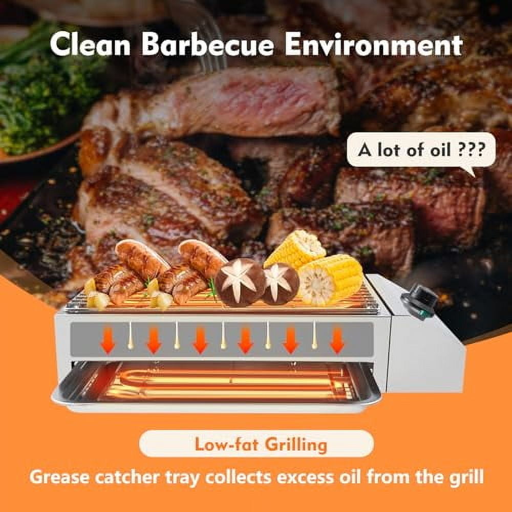 Electric Countertop Grill 1800W Portable Smokeless Barbecue Oven ...