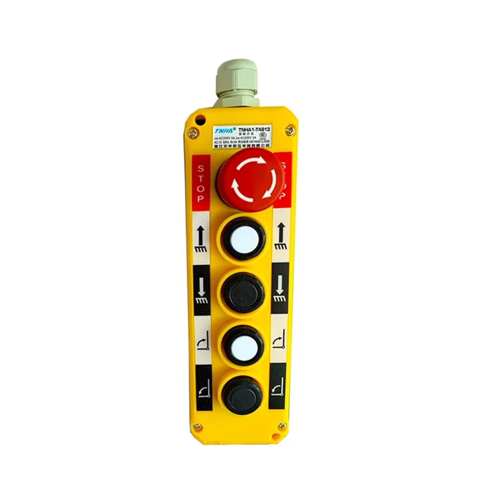 Electric Crane Remote Control Push Button Emergency Stop Switch Rainproof UP Down Hoist Switch ...