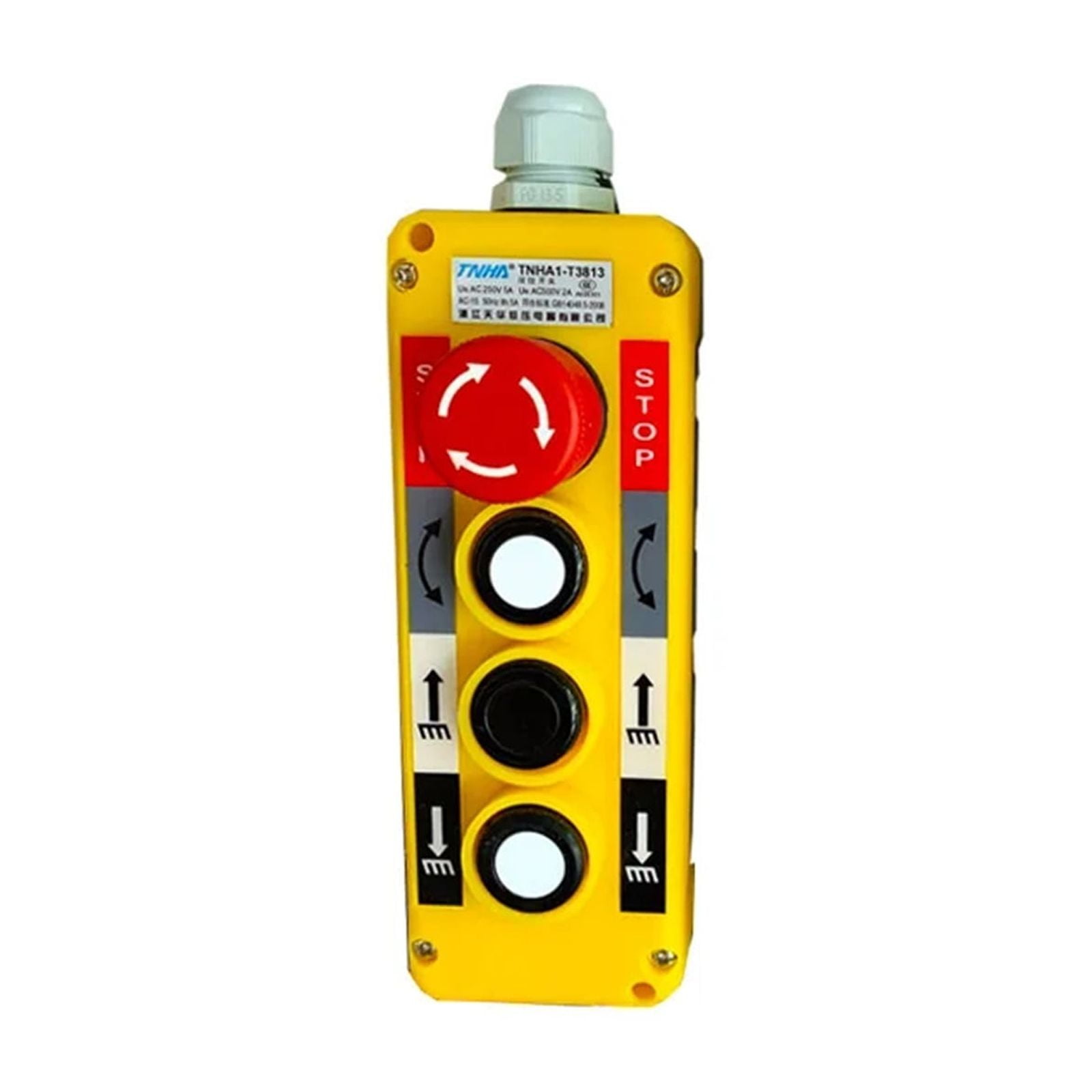 Electric Crane Remote Control Push Button Emergency Stop Switch Rainproof UP Down Hoist Switch ...