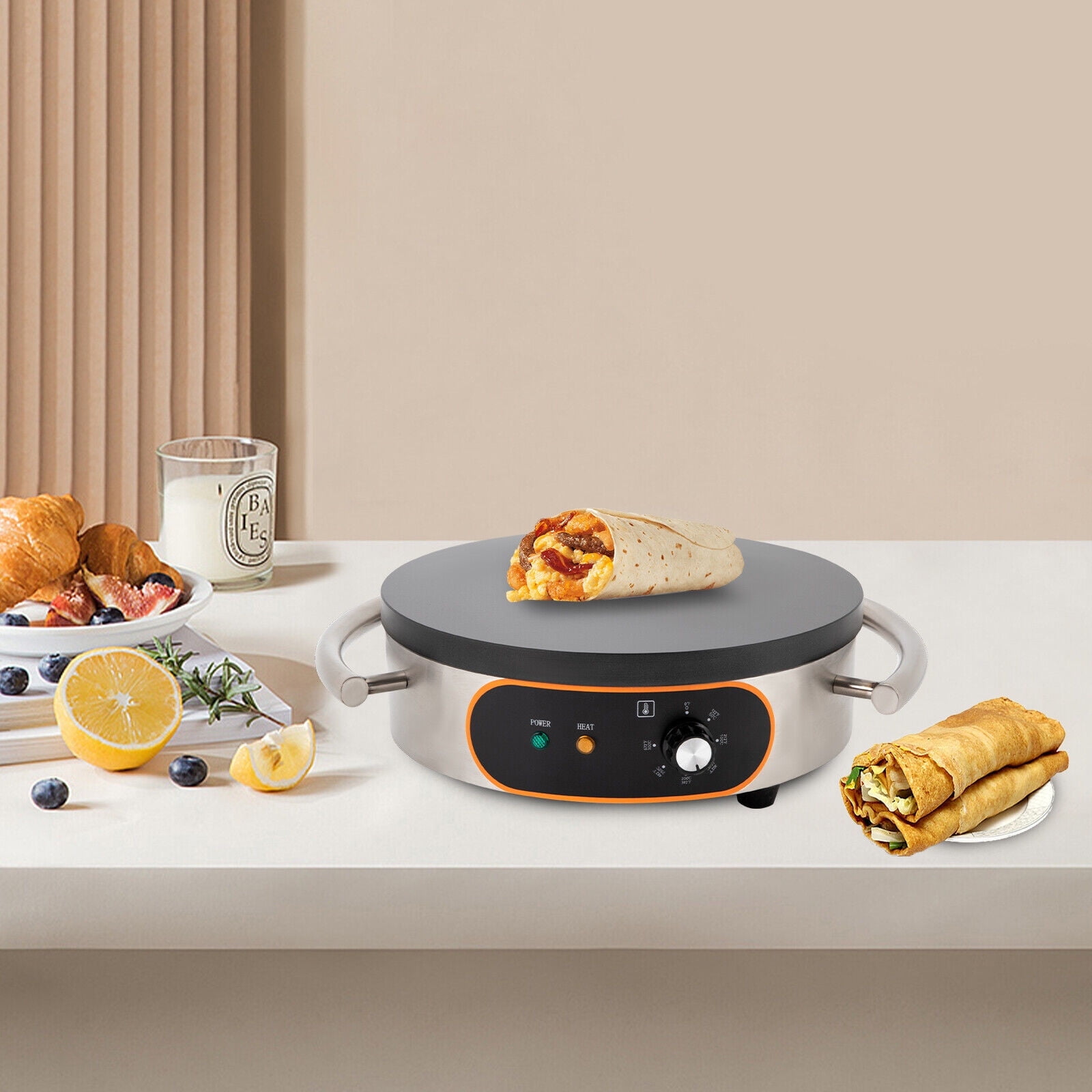 Electric Crepe Maker, Commercial Pancake Maker, 16" Heating Plate ...