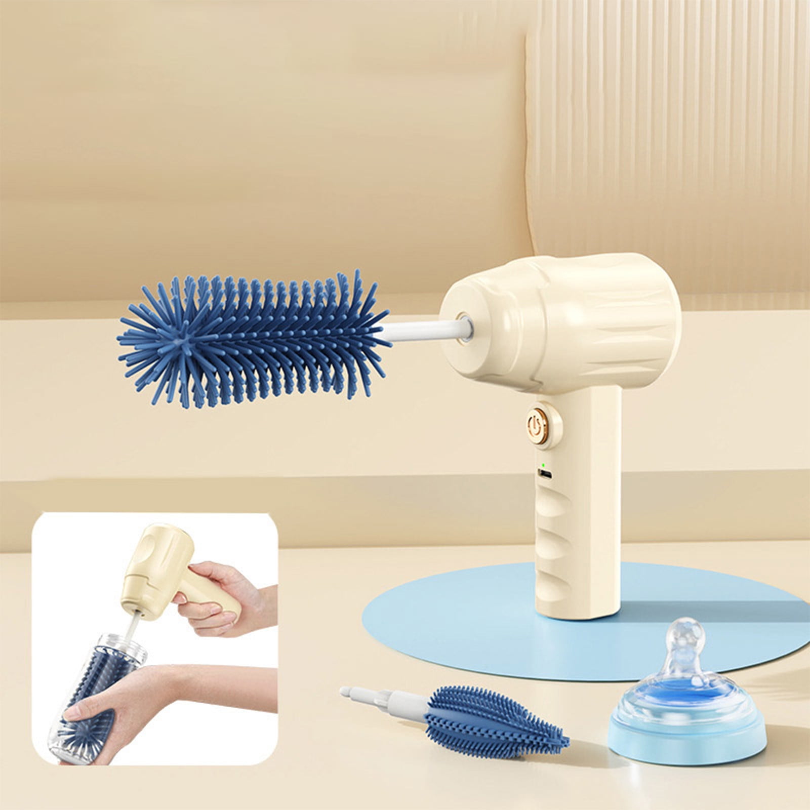 Electric Cup and Bottle Brush, USB Rechargeable Baby Bottle Cleaner ...