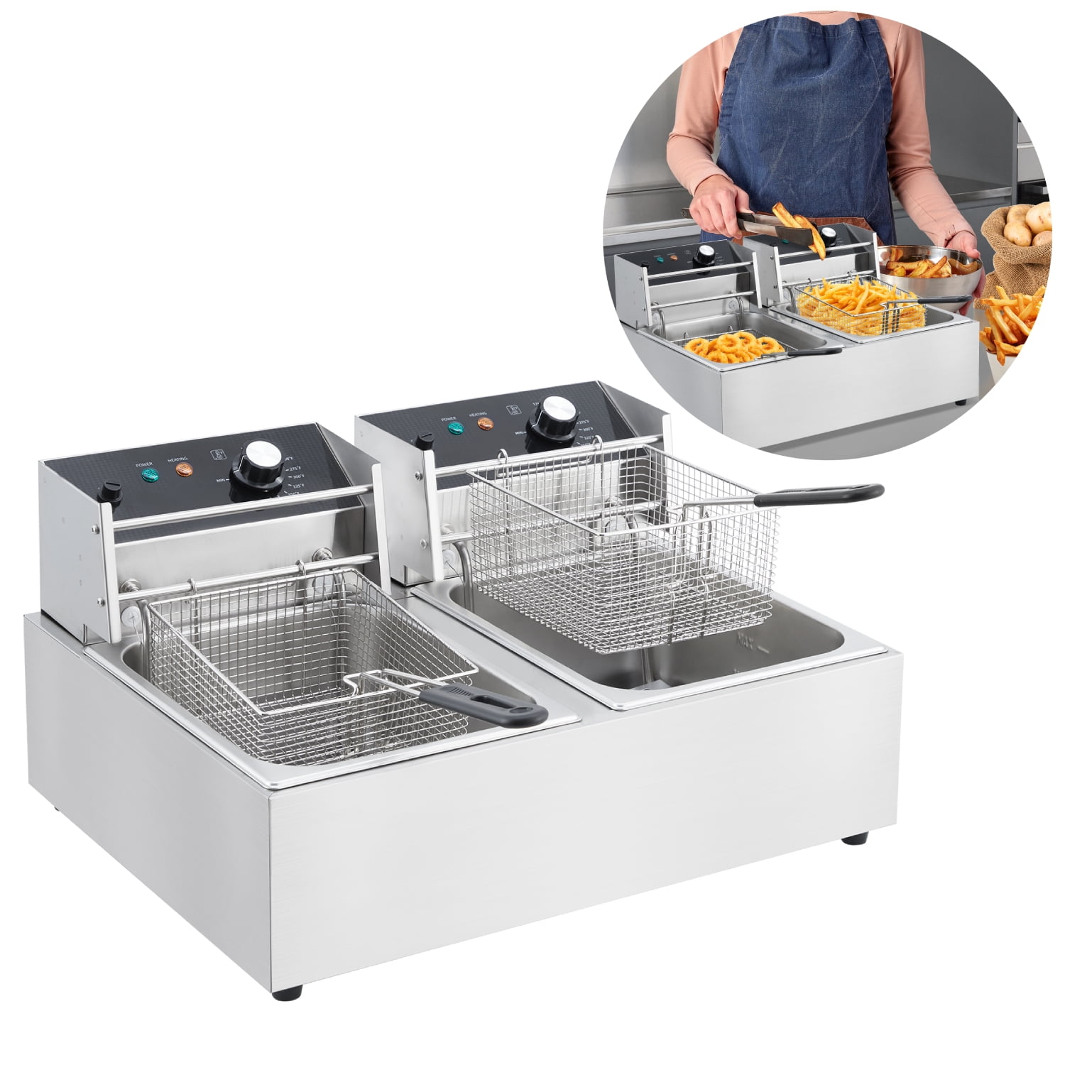 Electric Deep Fryer - 12L Tank Stainless Steel Deep Fryer with ...