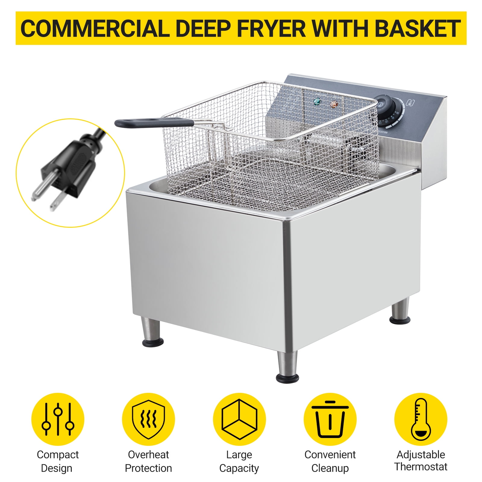 Electric Deep Fryer,1700W/110V,Commercial 11L/11L x 2 Electric ...