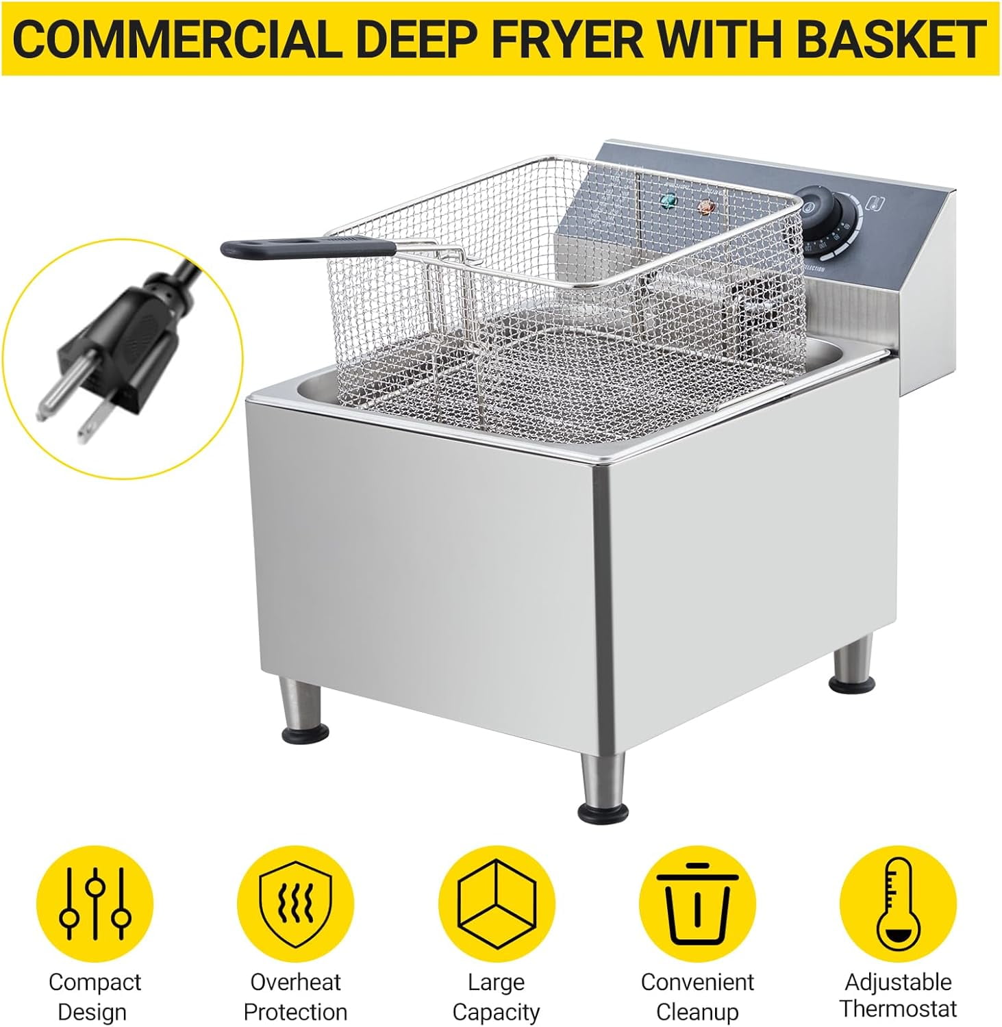 Electric Deep Fryer,1700W/110V,Commercial 11L/11L x 2 Electric ...